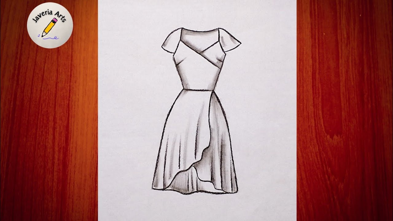 Girl dress design drawing easy | How to draw girl dress | Easy step by ...