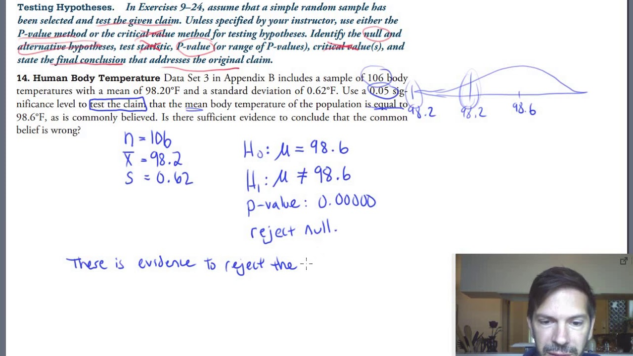 Triola 8-4 Hypothesis Testing about means #14 and #20 - YouTube