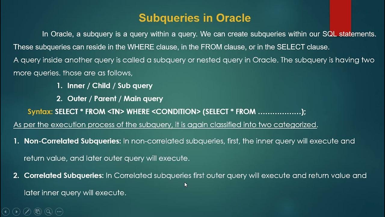Single Row Subqueries In Oracle Sql Developer Youtube