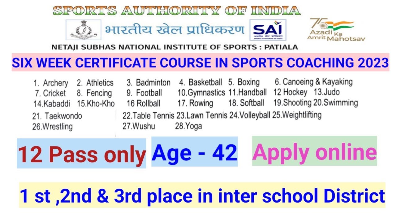 NSNIS 6 Weeks Certificate Course in Sports Coaching l Summer Batch ...