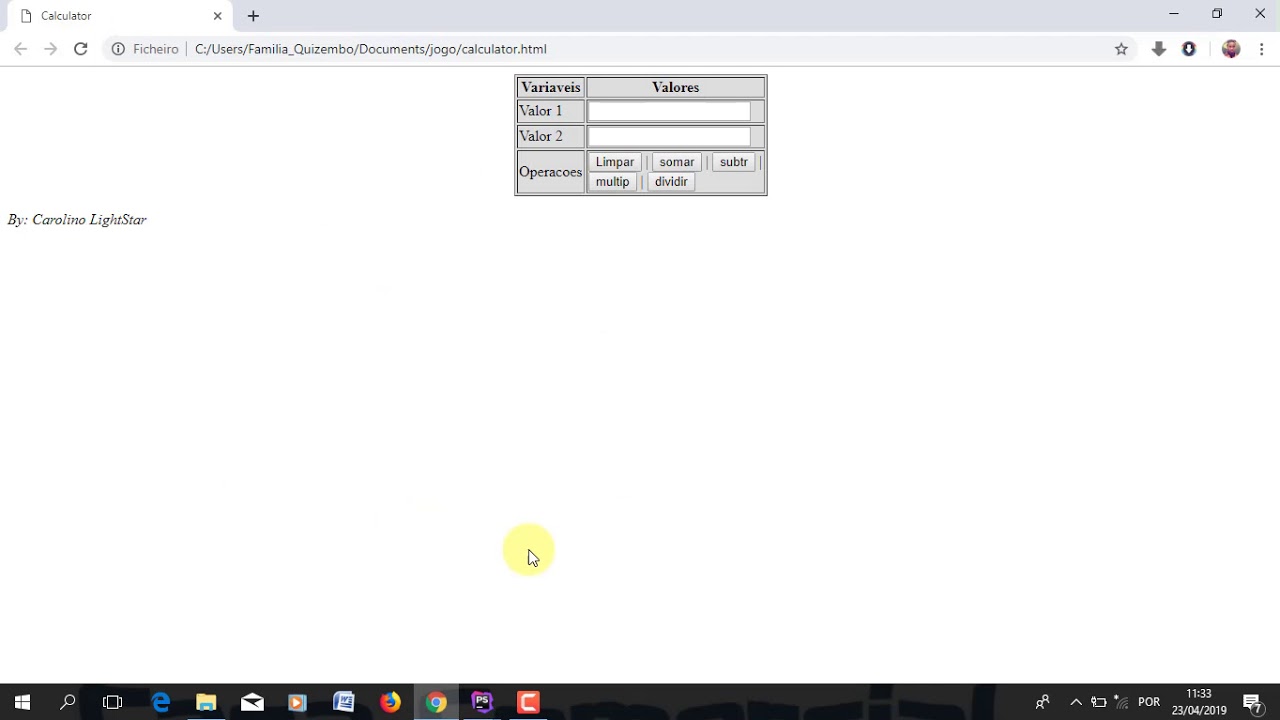 Aula 01 - Como criar uma calculadora em HTML 5 e JavaScript - YouTube