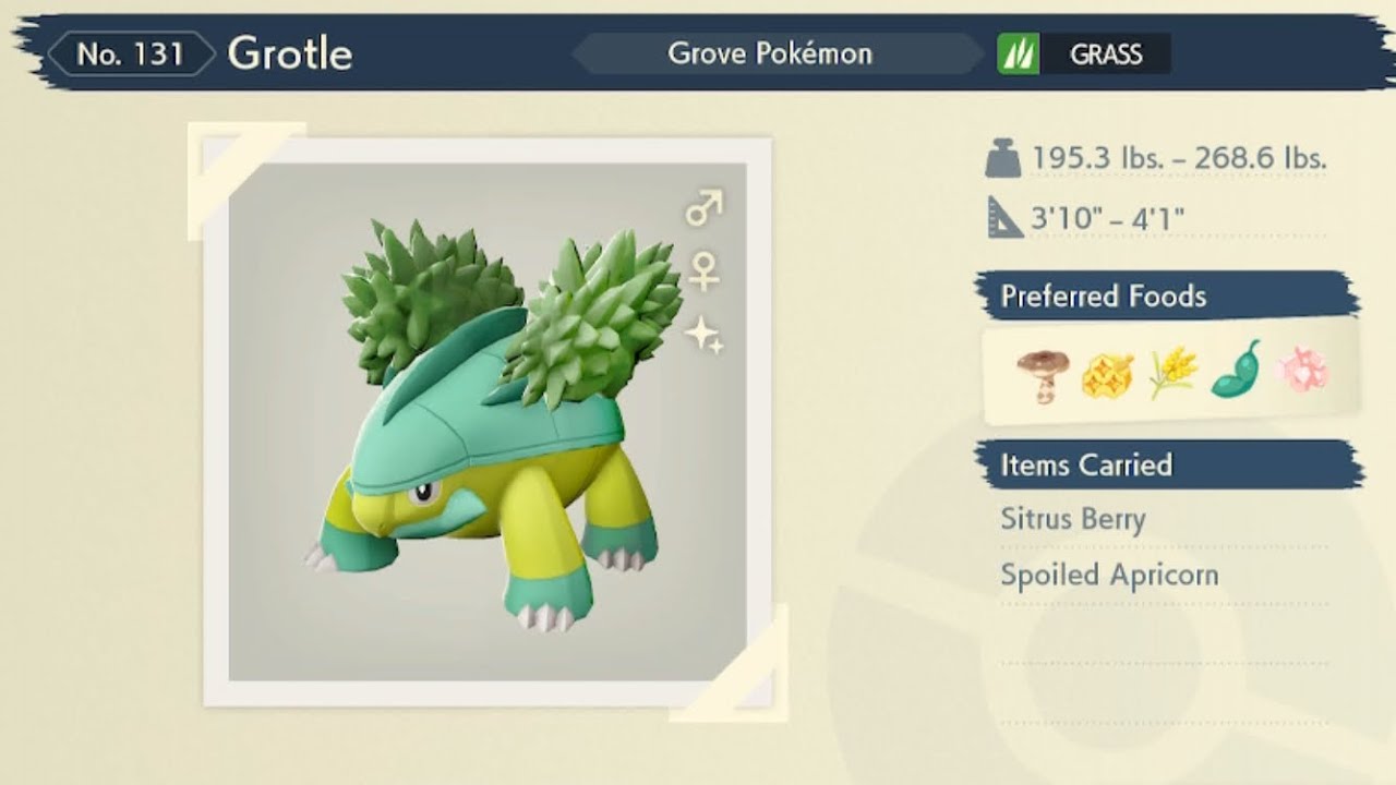 Pokémon Legends Arcuse Shiny Grotle - YouTube