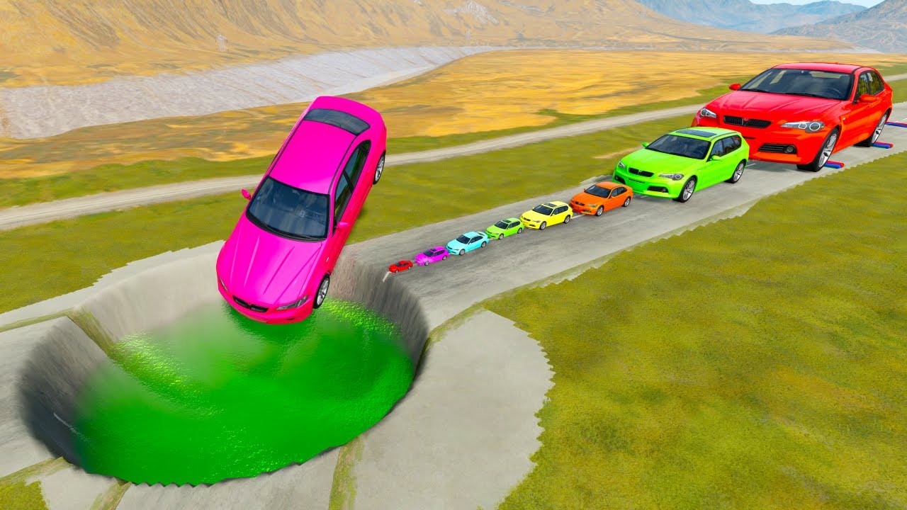 BIG & SMALL CARS vs GIANT PIT #328 💥🔥 – BeamNG.drive Fly BeamNG ! - YouTube