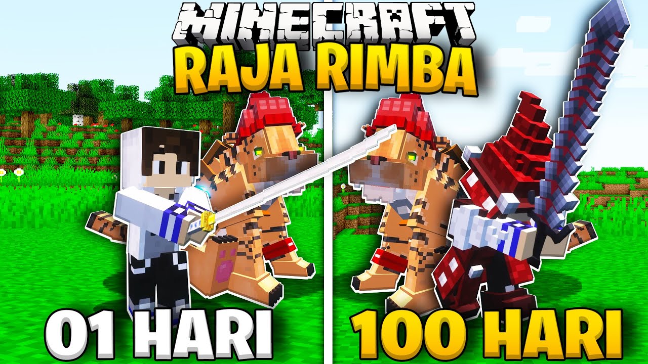 100 Hari Minecraft Tapi Aku Jadi PETUALANG RAJA RIMBA Terseru - YouTube