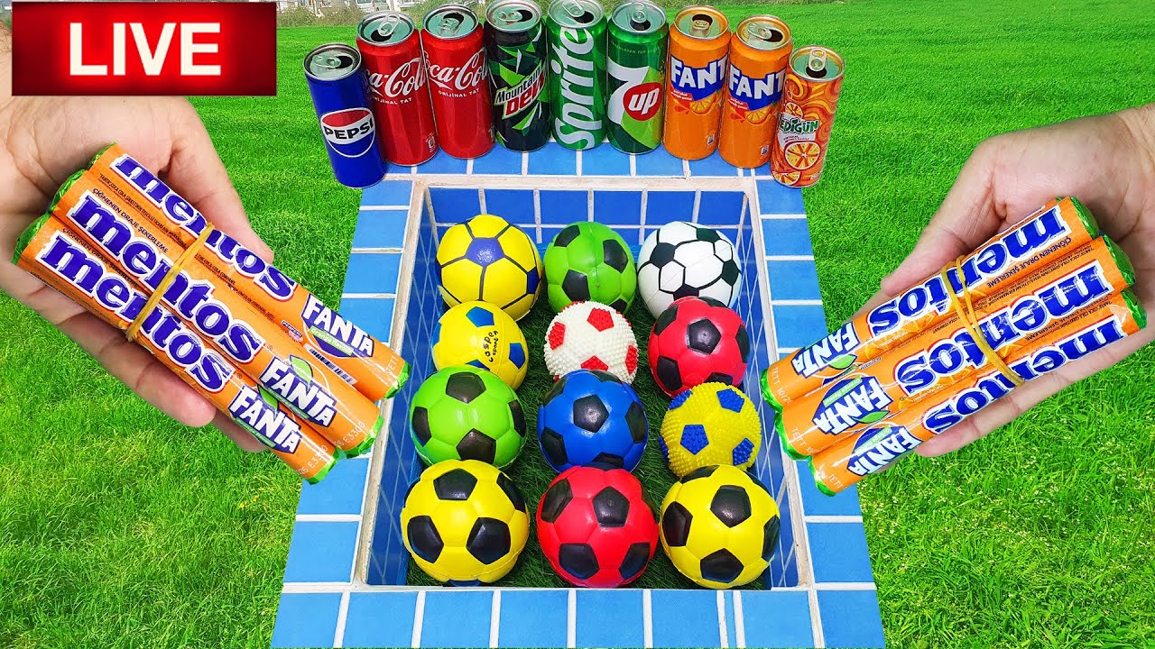 Football VS Coca Cola of Fanta vs Popular Sodas! 7up Fruko Sugars Pepsi ...