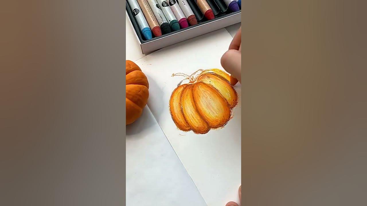Drawing pumpkin with oil pastel - YouTube