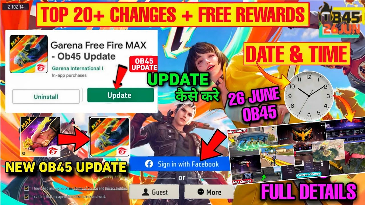 26 June & Time 🔥 Ob45 New Update 🔥 Free Fire | FF Max New Ob44 Update ...