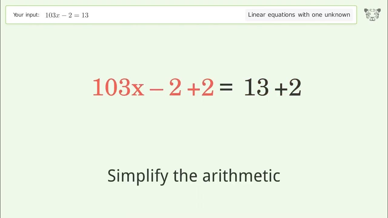 Linear equation with one unknown: Solve 103x-2=13 step-by-step solution ...