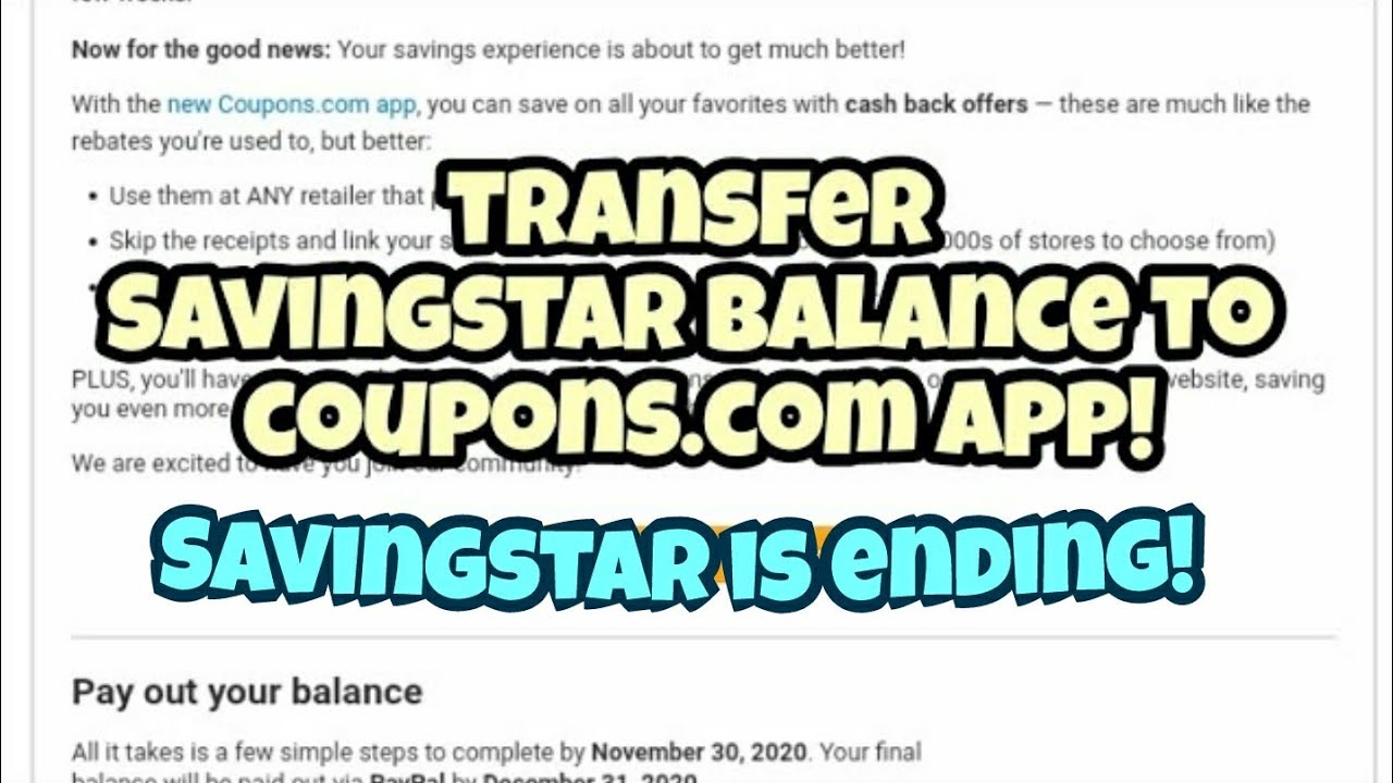 Transfer Savingstar Balance to coupons.com App! Link in Pinned Comments ...