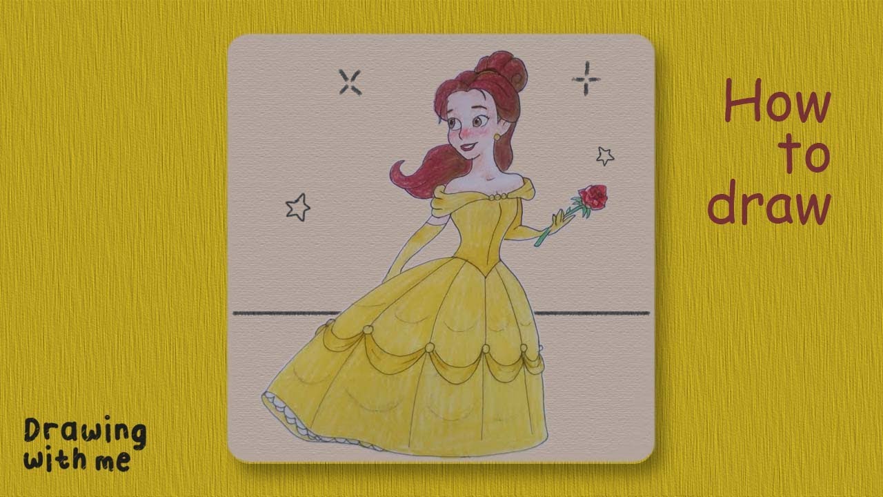 How to Draw Disney Princess Belle from Beauty and the Beast Cute ...