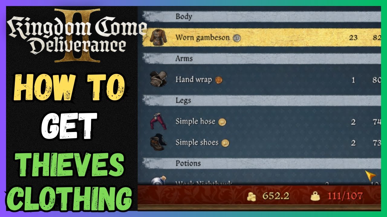 How to obtain Thieves Clothing in Kingdom Come Deliverance 2 - YouTube