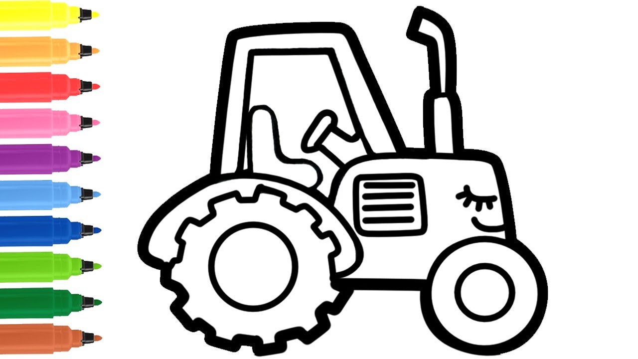Dibujo de tractor para niños/Drawing of a tractor for children ...