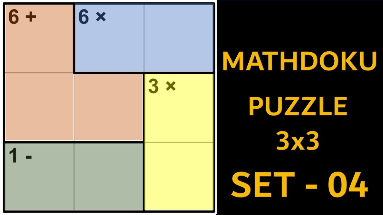 MATHDOKU - PUZZLE - 3X3 - SET - 04 / INKY Puzzle Similar to KENKEN ...