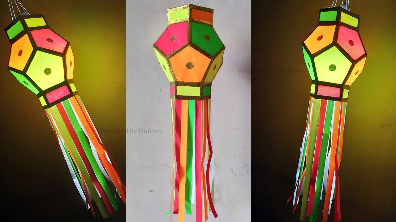 How to make Kandil/Lantern with Cardboard | DIY Akash Kandil ...