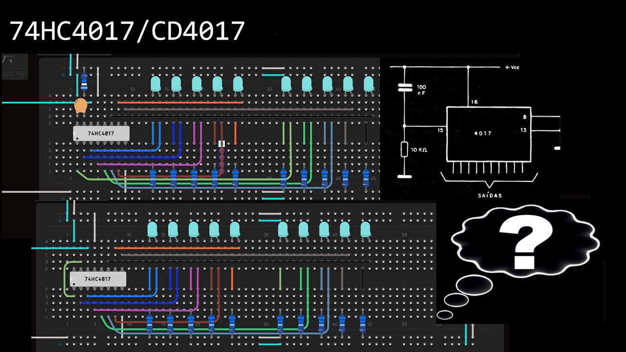 SISTEMAS DIGITAIS - contador em Anel com CI 74HC4017/CD4017 (Parte 2 ...