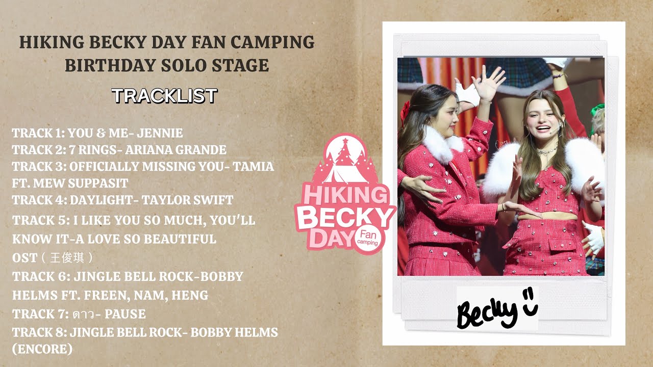 Becky Playlist Song Cover Tracklist Hiking Becky day fan camping ...