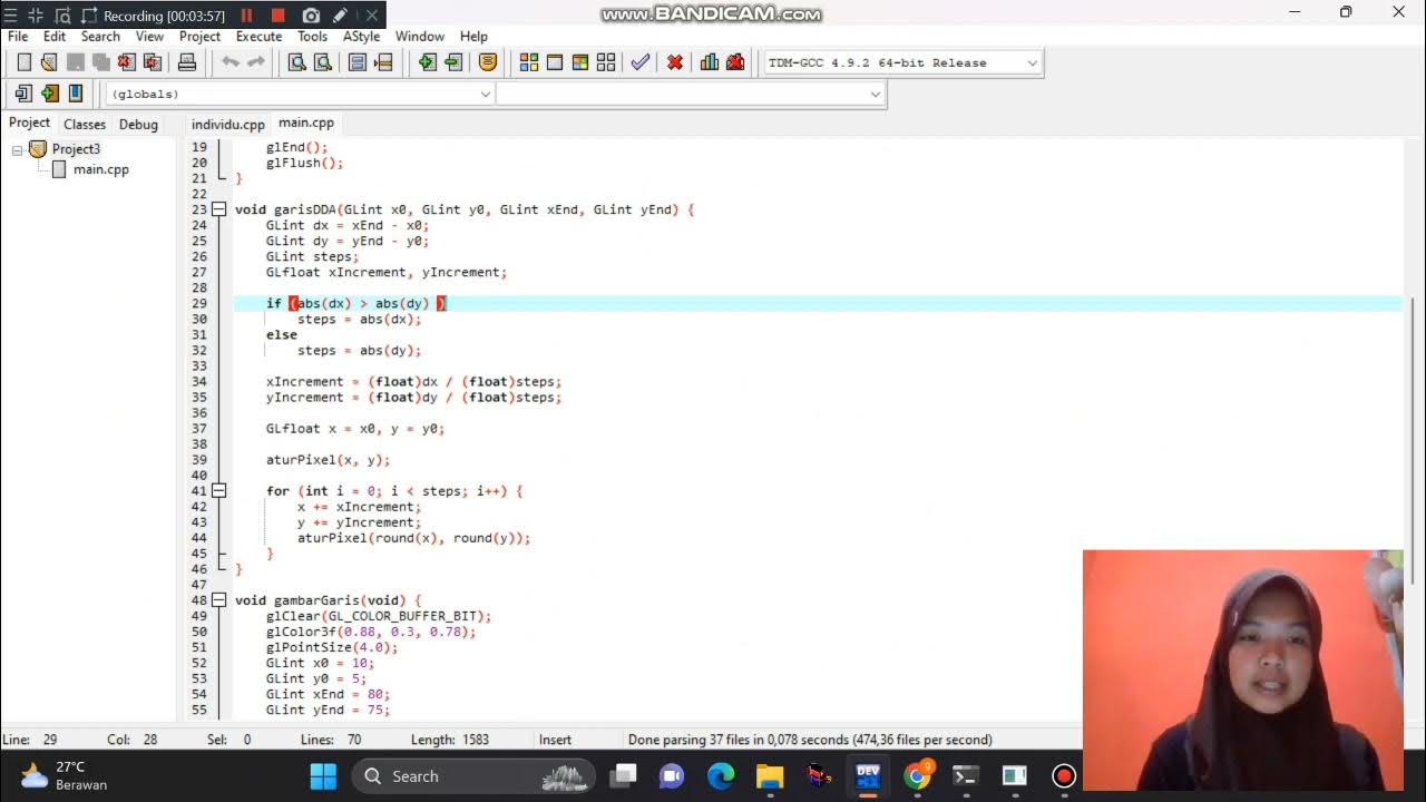 Membuat Garis Menggunakan Algoritma DDA - YouTube