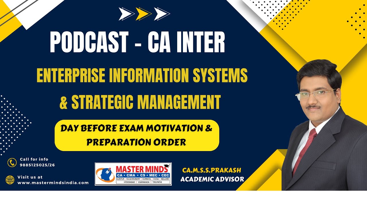 P1195 | English | Podcast | CA Inter | EIS & SM |Day before exam motivation and order of ...