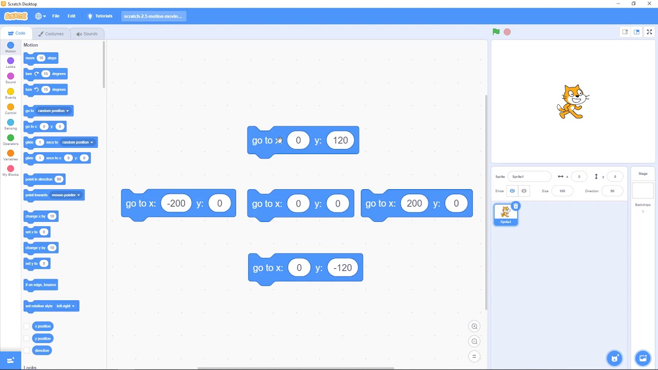 Scratch 2 5 Motion Moving To A Specific X And Y Coordinate YouTube