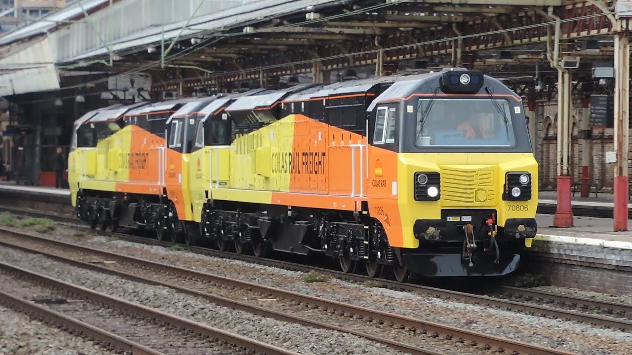 NEW Colas Rail 70806 & 70807 on 0Z70 Seaforth to Bescot at Crewe 1/5 ...