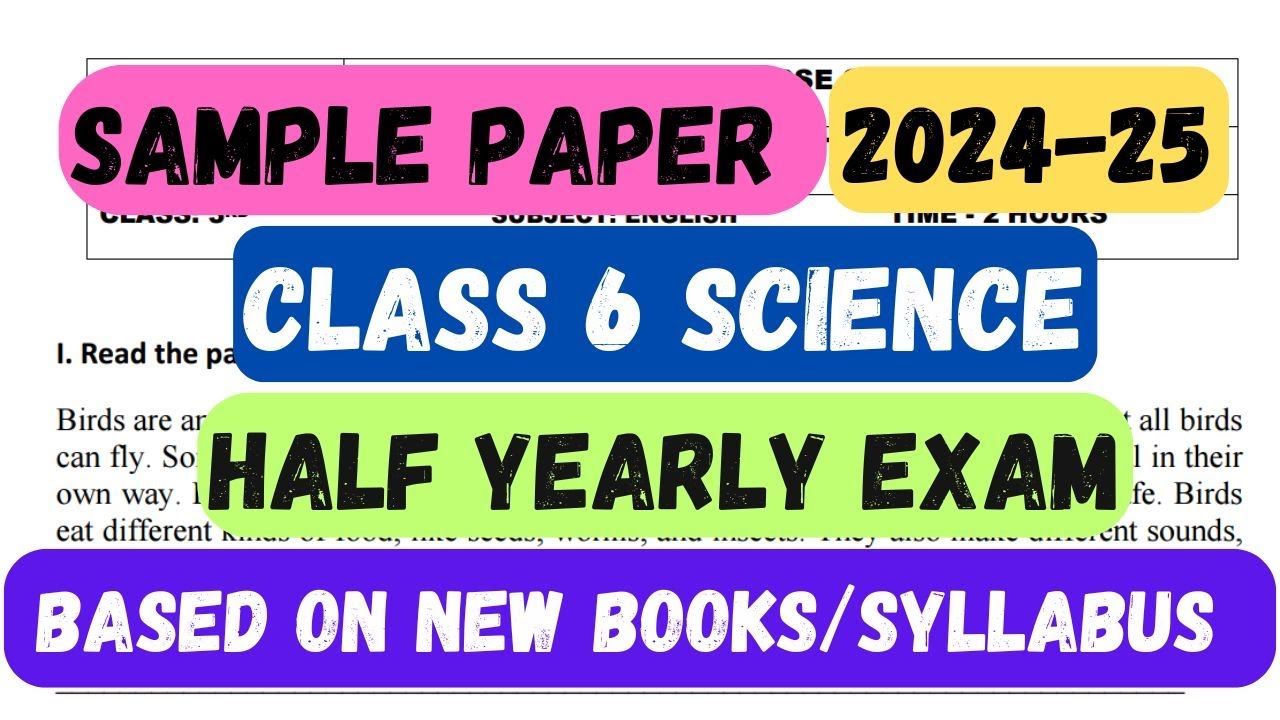 CLASS 6 SCIENCE HALF YEARLY EXAM QUESTION PAPER 2024-25 | #curiousity # ...