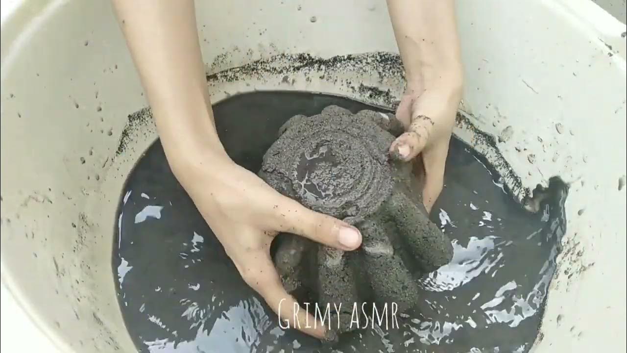 Charcoal Sand Shapes Filled With Pure Charcoal Crumbling in Water - YouTube