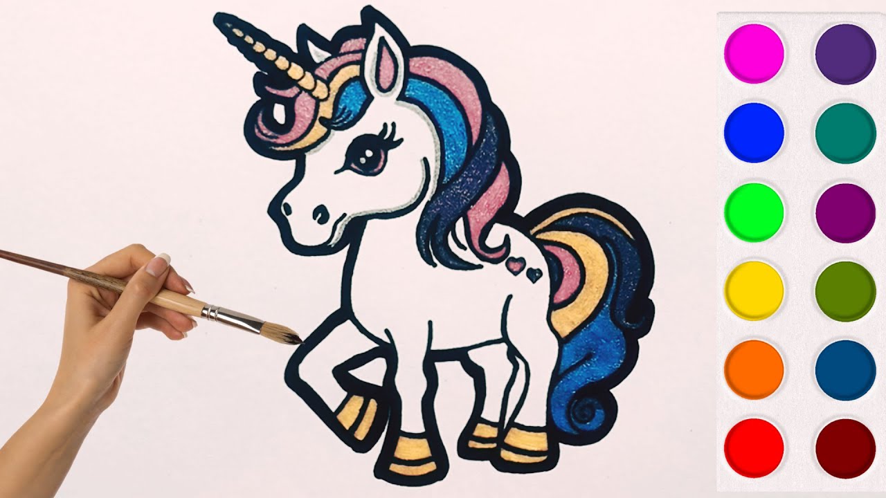 Unicorn 🦄 Drawing, Coloring & Painting Easy Step by Step for Kids ...