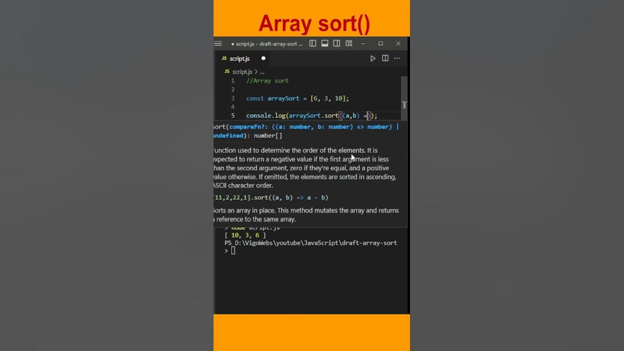 JS tips - Array sort() #shorts #javascript #tipsandtricks - YouTube