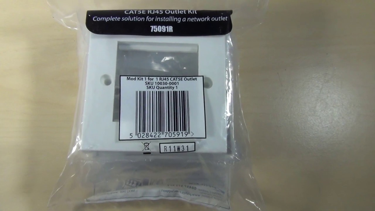 Philex 75091R Cat5E RJ45 Single Outlet Kit - YouTube