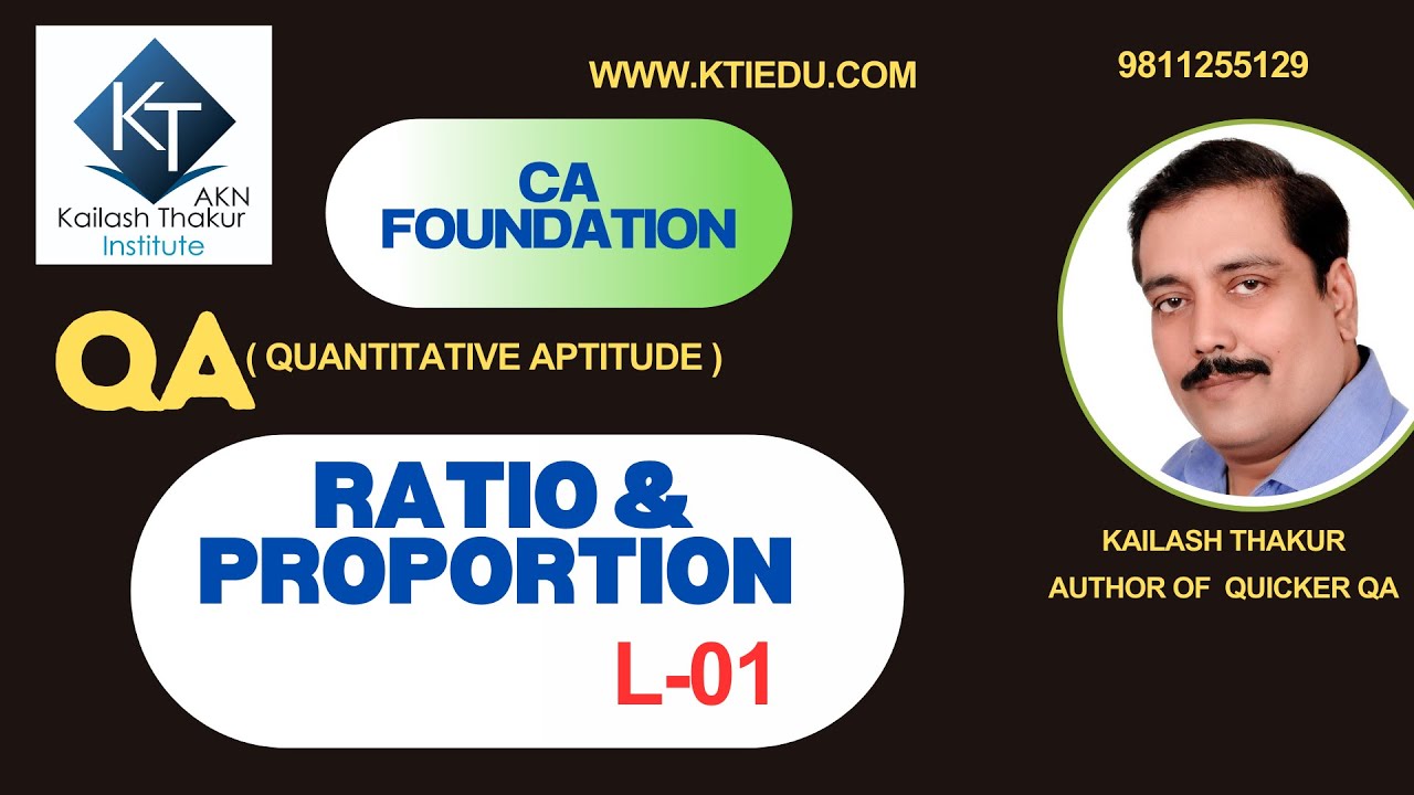 RATIO & PROPORTION | Lec-1 | CA Foundation -2024 - YouTube