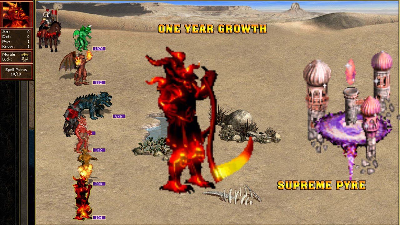 Heroes 3 COMBAT One year growth Inferno vs Supreme Pyre - YouTube