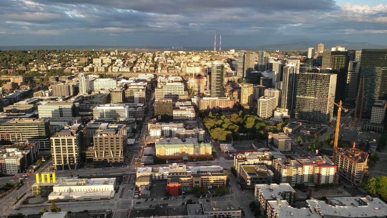 Seattle Washington Space Needle sunset view looking east 4K UHD - YouTube