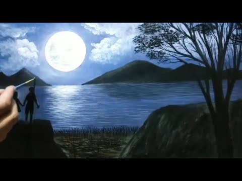 How to paint beautiful full moon?| Oil Painting | Time Lapse | MA10 ...