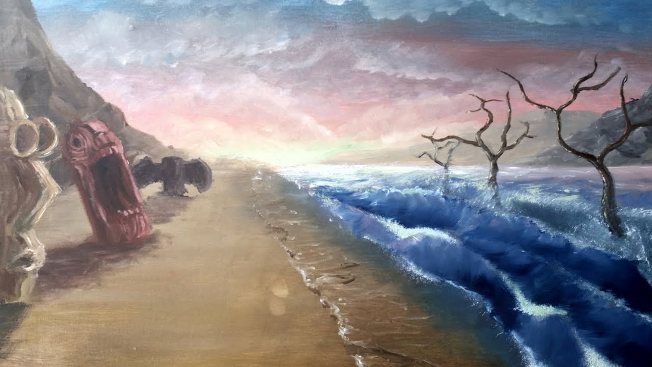 Finishing a surreal oil painting landscape - YouTube