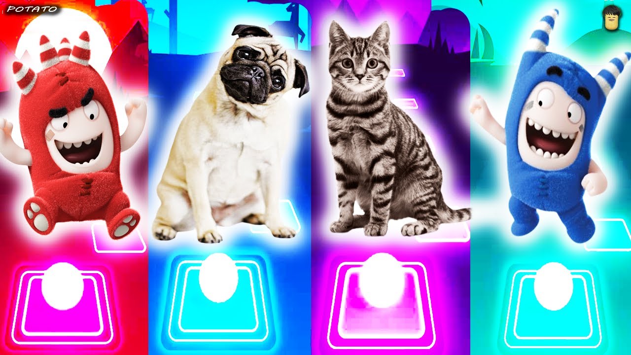 Oddbods Fuse - Dog - Cat - Oddbods Jeff || Tiles Hop Edm Rush! - YouTube