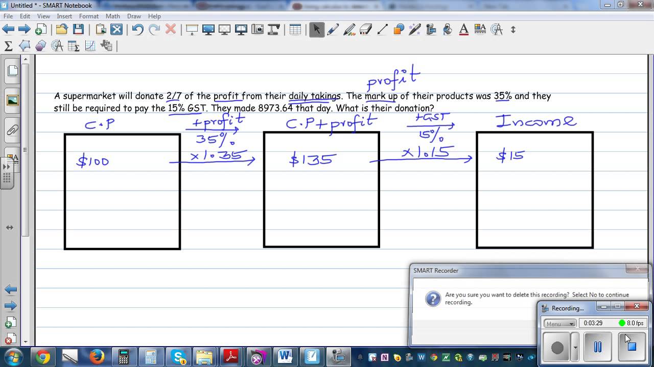 Calculating profit from the cost price plus mark up plus GST Inverse ...