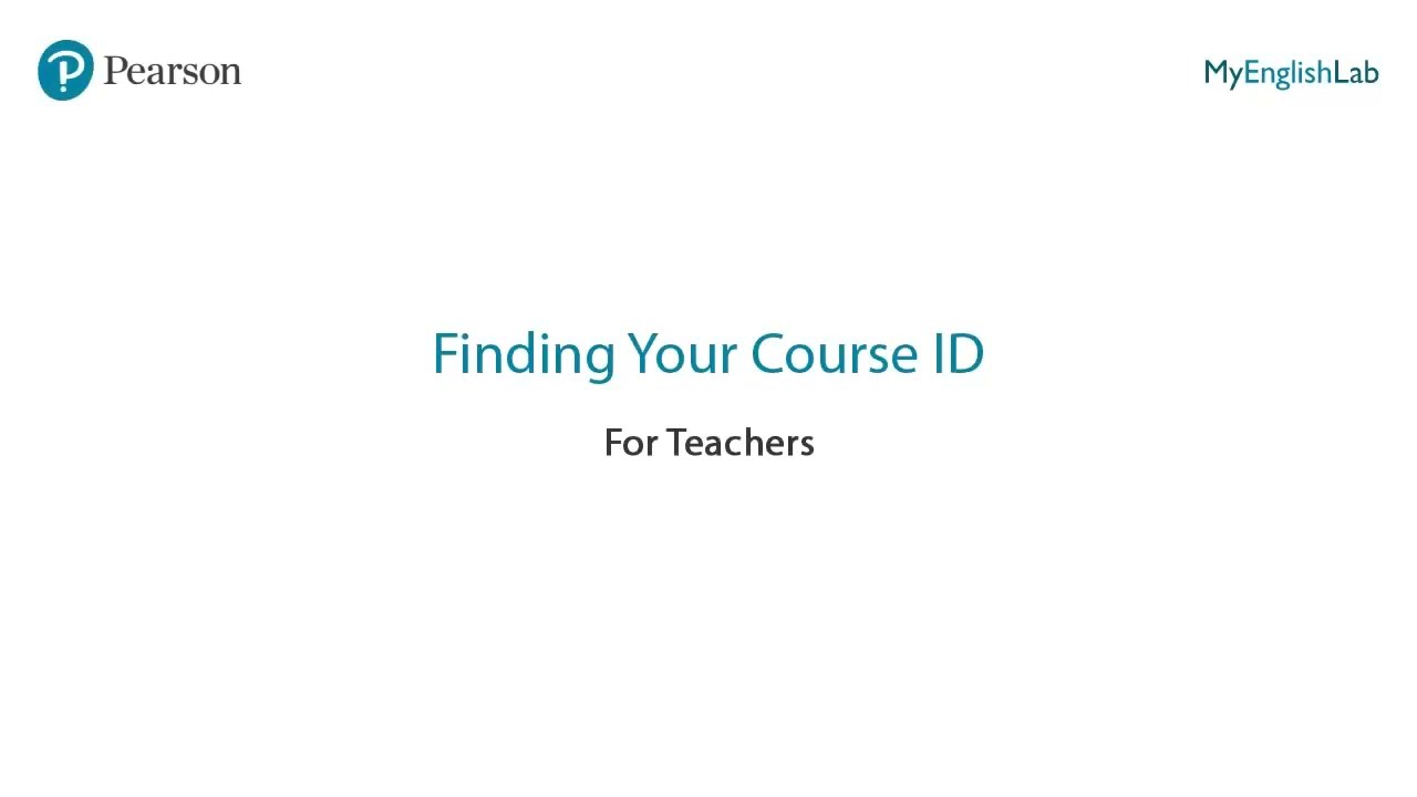 My English Lab for Teachers Finding Your Course ID - YouTube