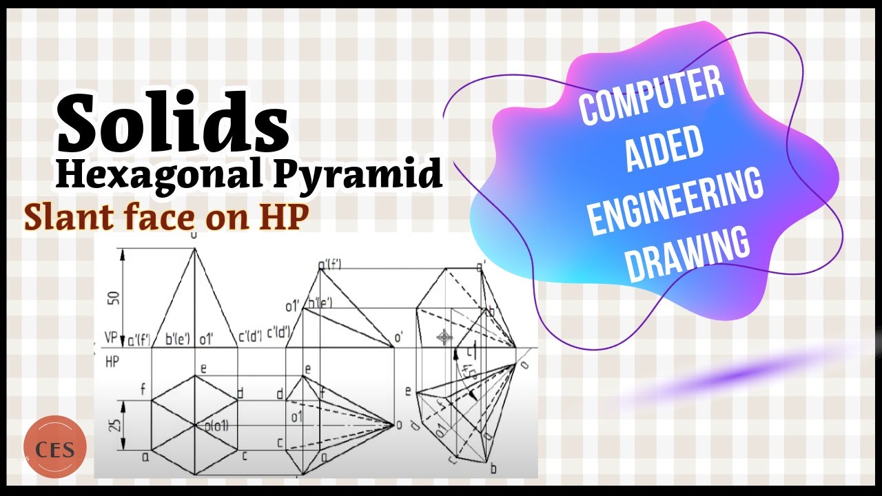 Hexagonal pyramid with slant face on HP - YouTube