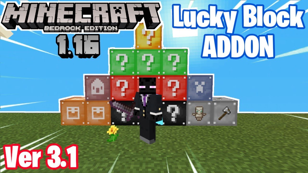 Lucky Block ADDON V3.1 MINECRAFT BEDROCK Review y Tutorial - YouTube