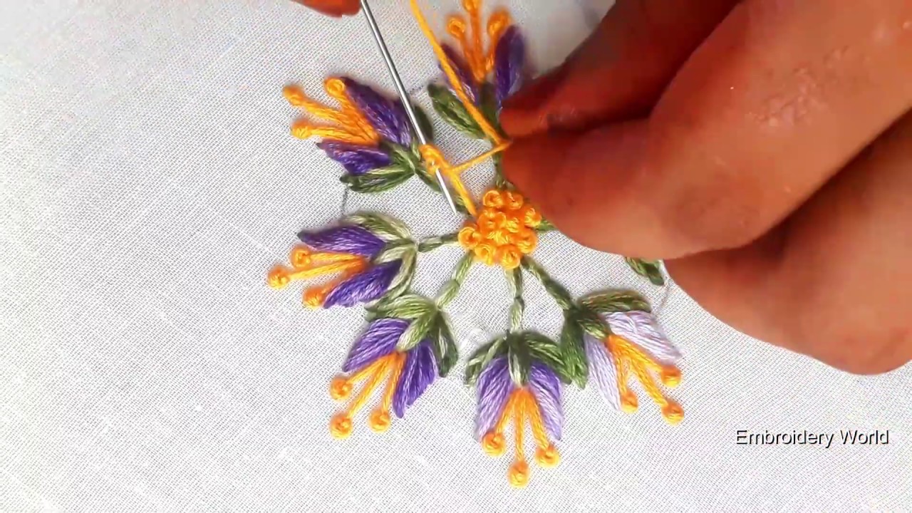 Amazing hand embroidery flower trick with ladies finger - YouTube