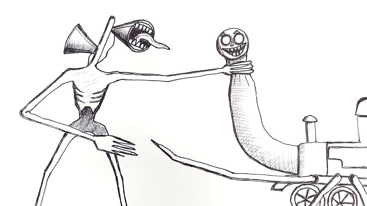 Thomas.exe SPIDER vs. Siren Head Drawing for sketching - YouTube