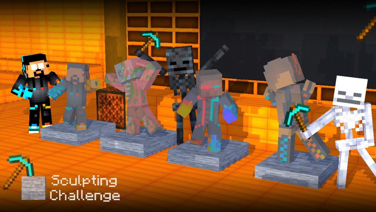 Monster School - Sculpting Challenge - Minecraft Animation - YouTube