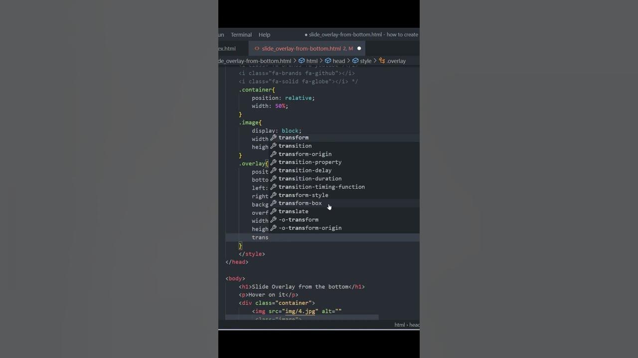 How to create image overlay hover slide effects(bottom) | Html & CSS #html #css #hover #shorts ...