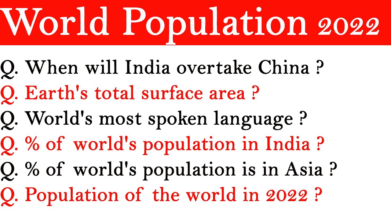 World Population 2022 l Demographics of the world Questions - YouTube