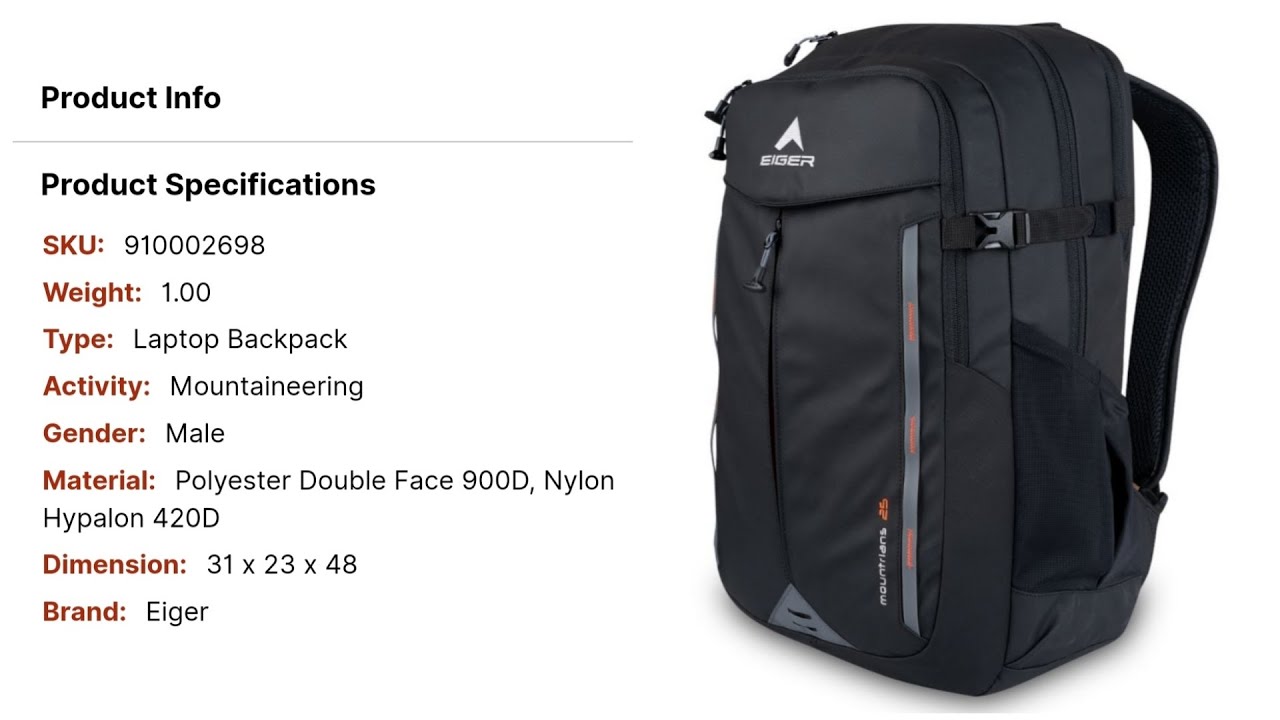 TAS EIGER R. MOUNTRIANS 25L || REVIEW RANSEL EIGER MOUNTRIANS 25LITER ...