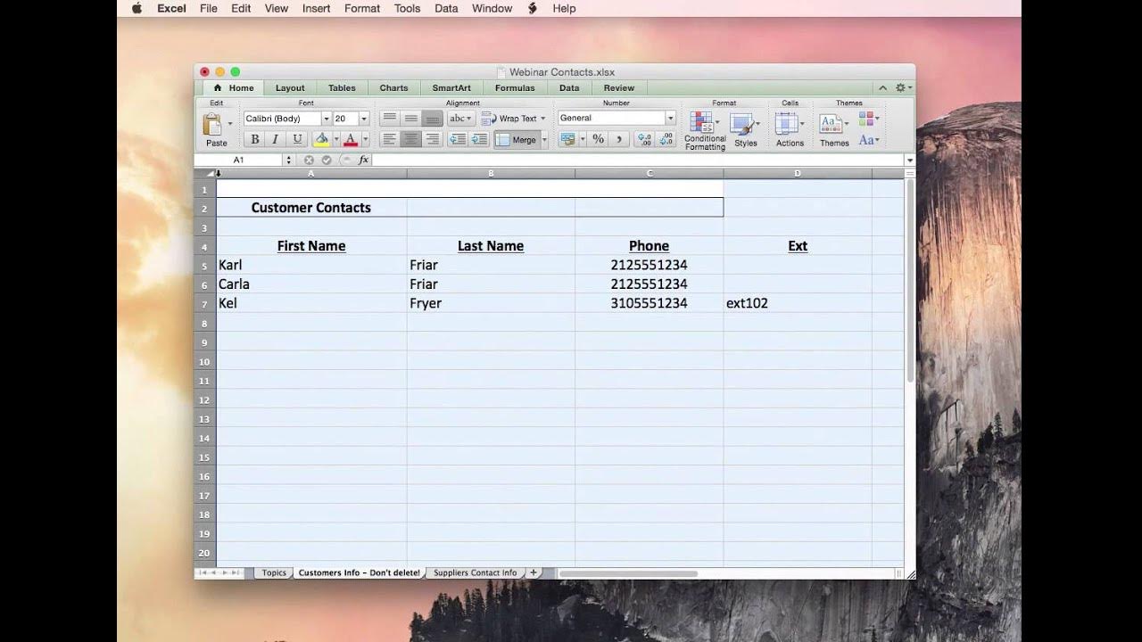 Excel Formatting Tips for Contact Uploads - YouTube
