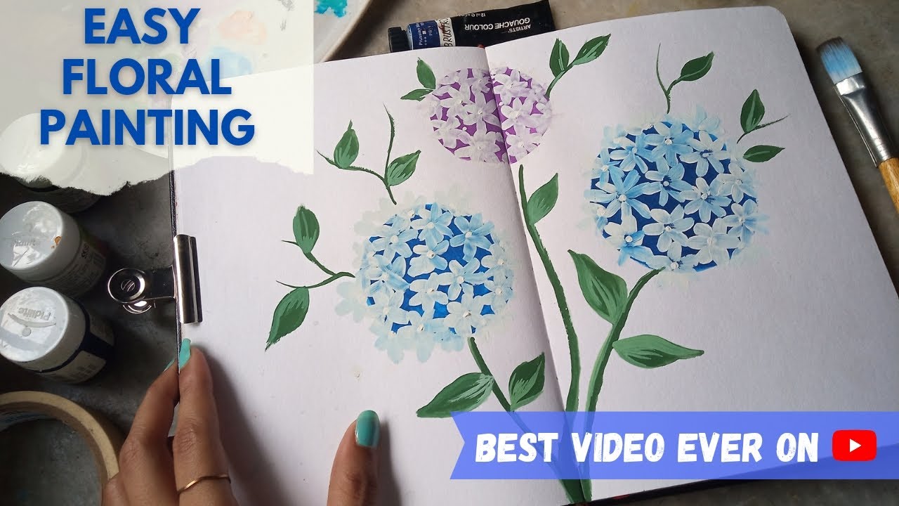 EASY FLOWER PAINTING FOR BEGINNERS | STEP BY STEP TUTORIAL | USING ...