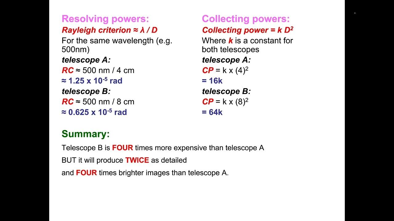 Astrophysics - Telescopes Lesson 4 - Collecting Power and Telescope ...