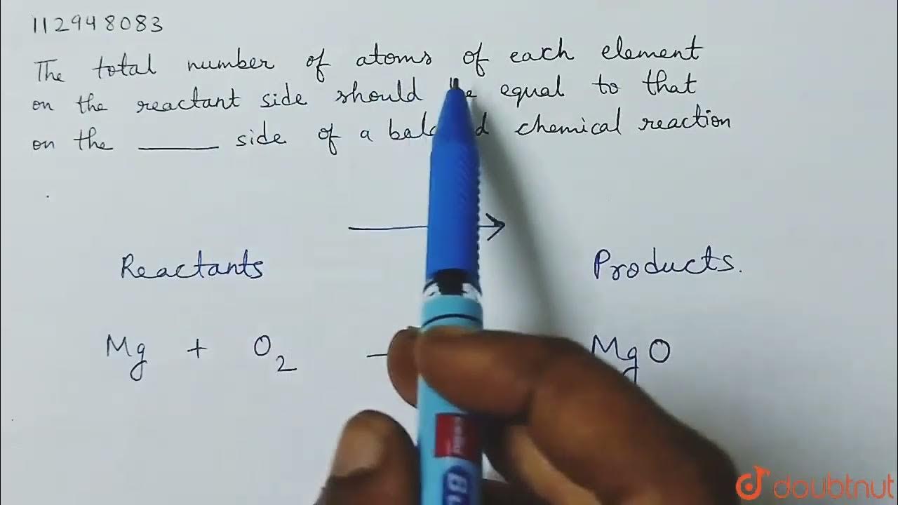 The total number of atoms of each element on the reactant side should be equal to that on the ...