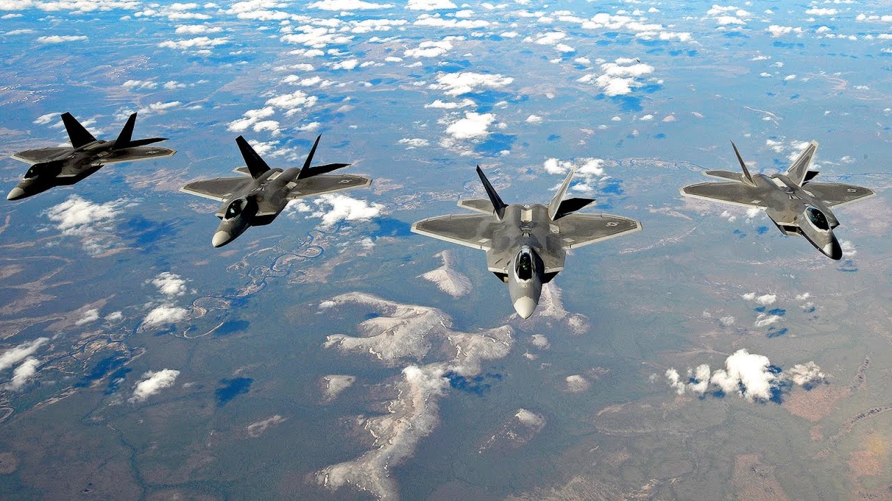 F-22 Fighters Fly Over South Korea in Show of Force - YouTube